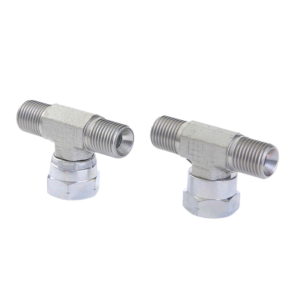 BB-BSP 60-Degree Cone Seat Hydraulic Swivel Nut Tee Fitting