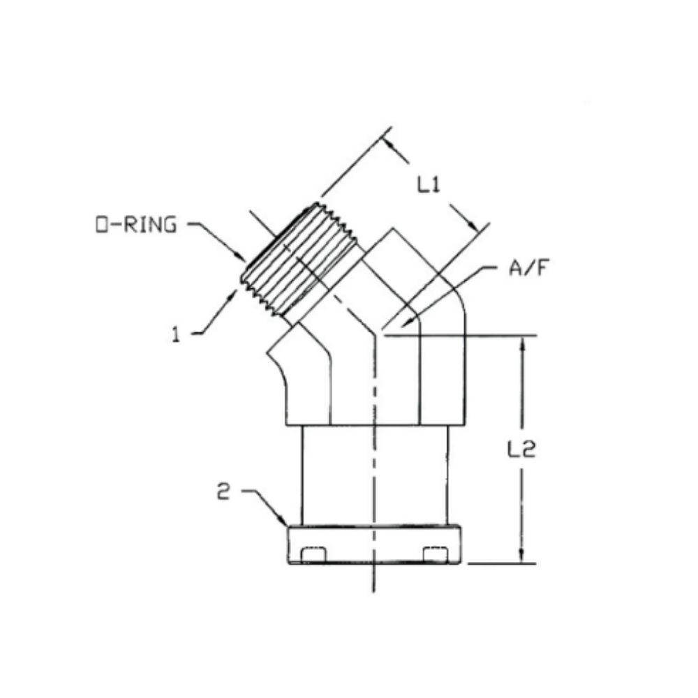 FS1703 Hydraulic Male Elbow 45° ORFS Code61 Flange Adapter
