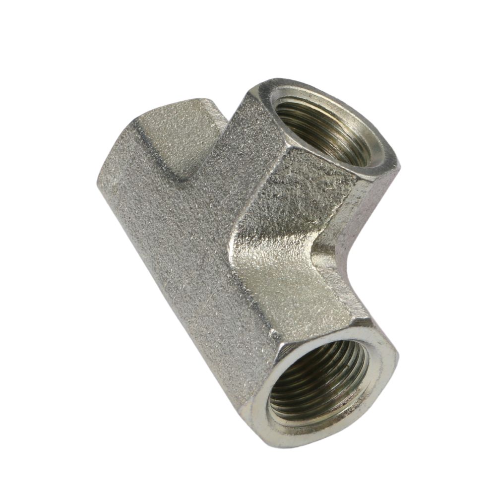 GT-BSPT Female 60-Degree Threaded Hydraulic Tee Pipe Fitting
