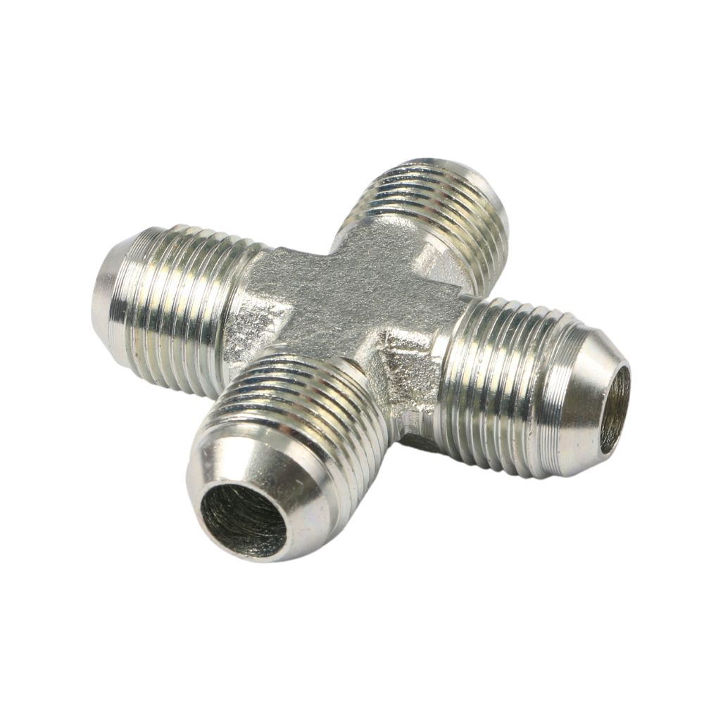 XJ-JIC Hydraulic Male 37-Degree Cone Flare Cross Fitting