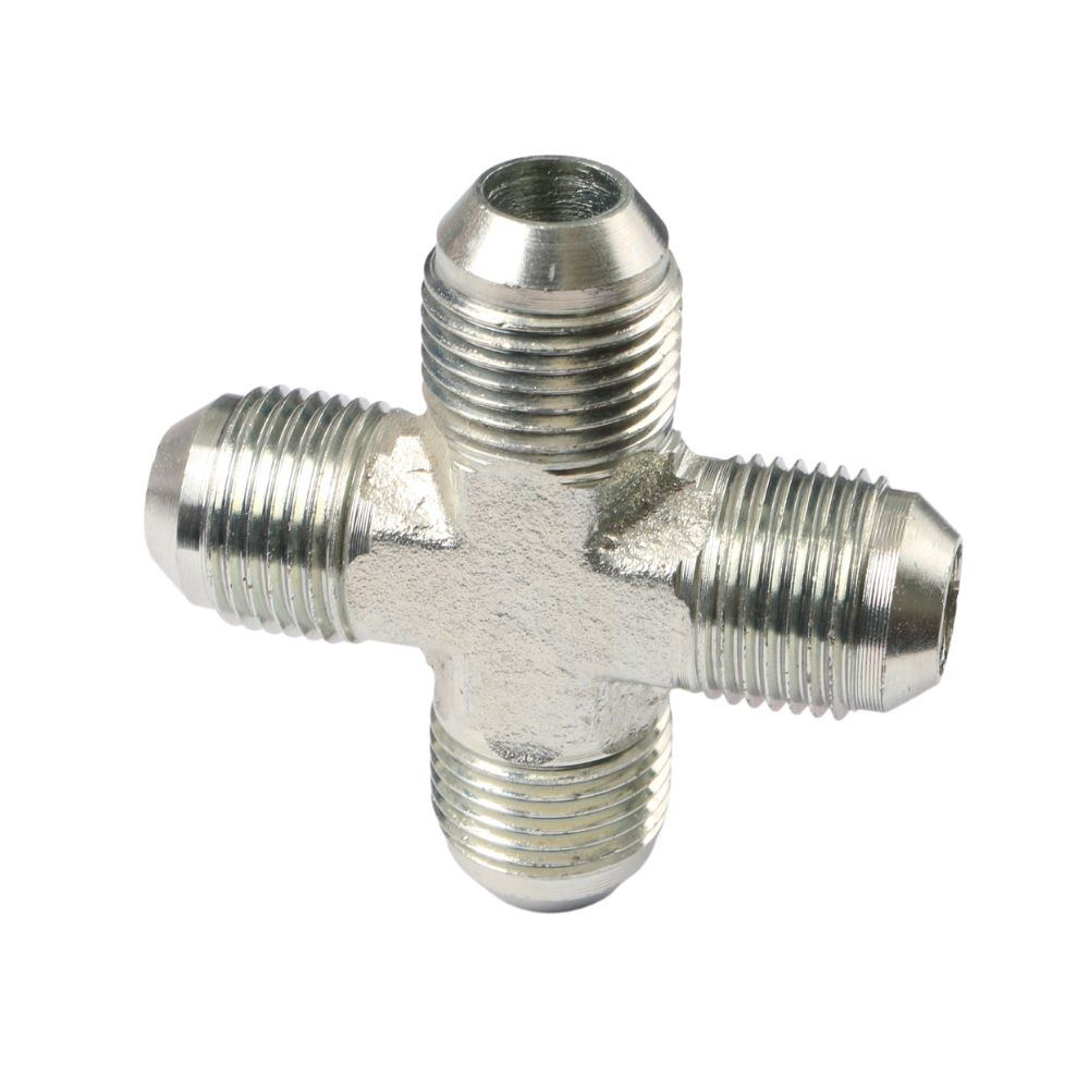XJ-JIC Hydraulic Male 37-Degree Cone Flare Cross Fitting