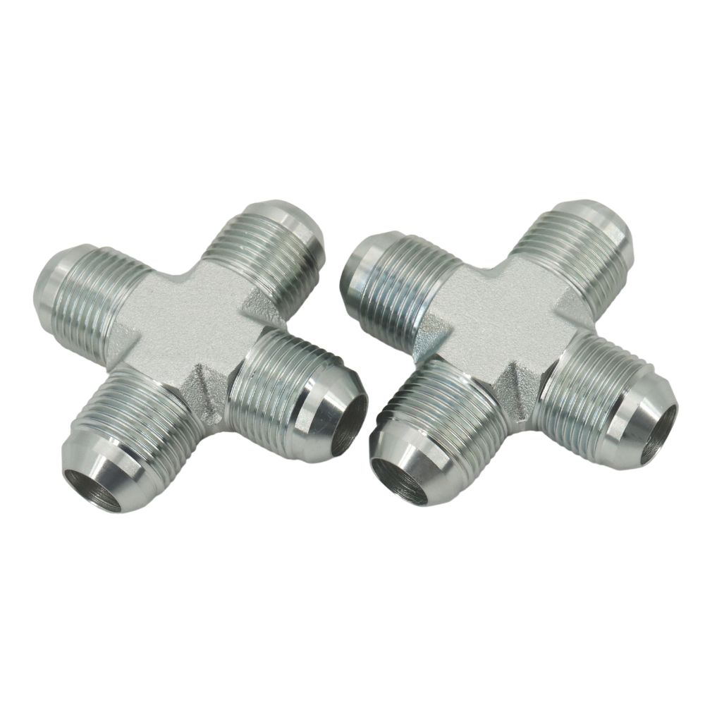 XJ-JIC Hydraulic Male 37-Degree Cone Flare Cross Fitting