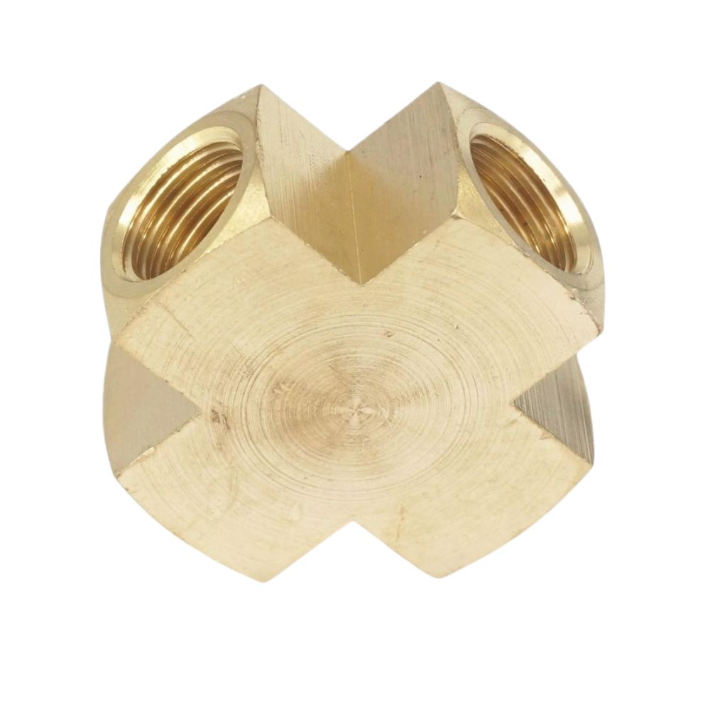 4 Way Brass Pipe Fitting Cross NPTF Thread