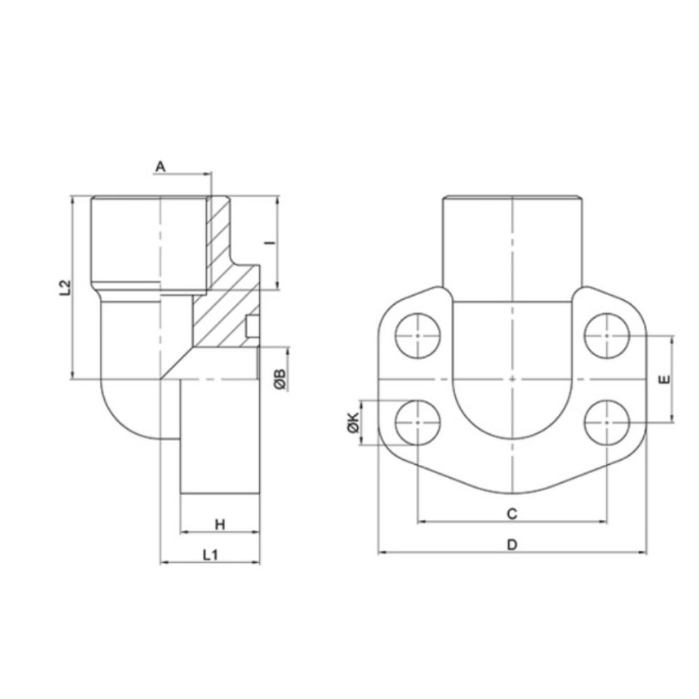 Hydraulic BSPP SAE Elbow 90° Flange With O-ring Seal
