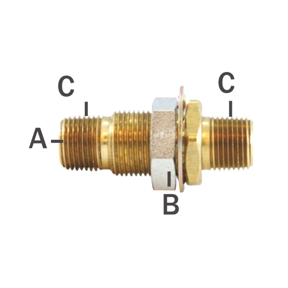 Brass Bulkhead Pipe Fitting Female Pipe×Male Pipe Fitting