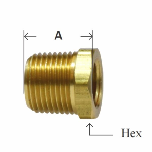 Brass Male Bush Fitting Male to Female NPTF Thread Fitting