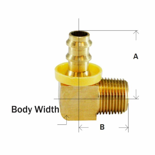 Brass Push-to-Connect Male Elbow Hose Barb Adapter