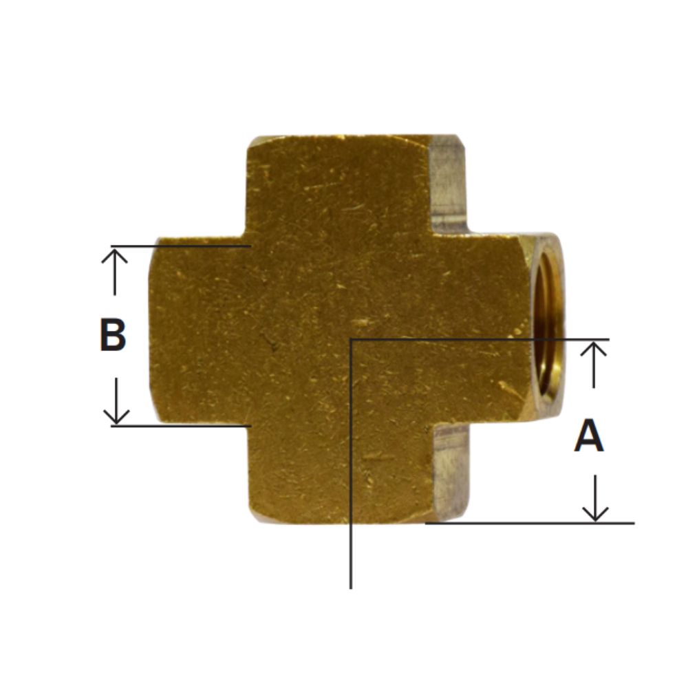 4 Way Brass Pipe Fitting Cross NPTF Thread
