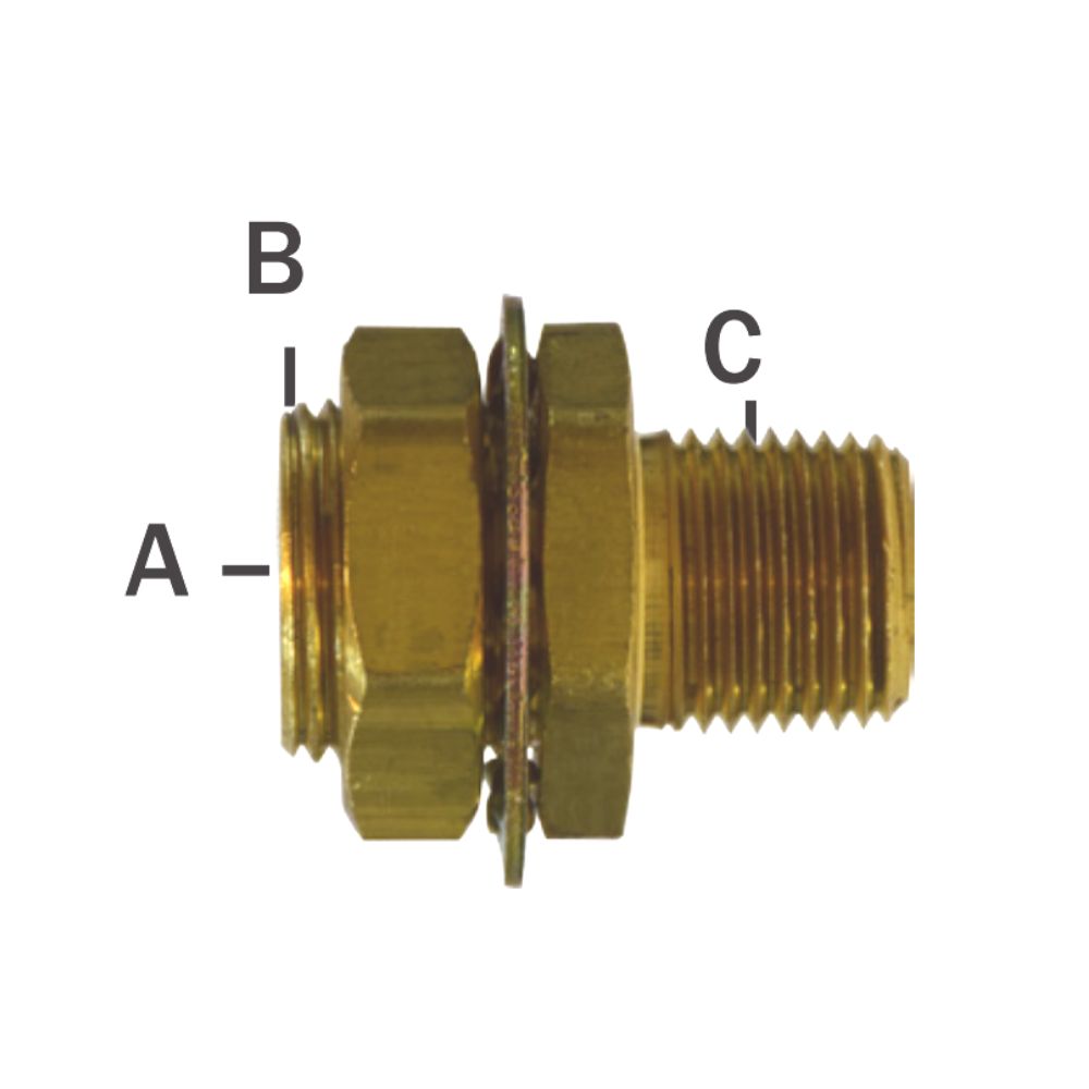 Brass Bulkhead Pipe Fitting Female Pipe×Male Pipe Fitting