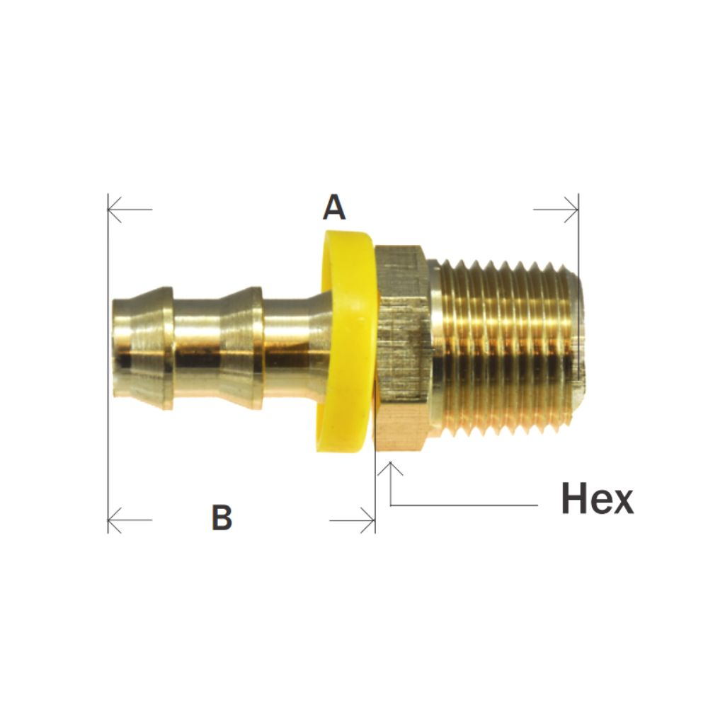 Brass Push On Connector Male Adapter NPTF Thread Hose Barb
