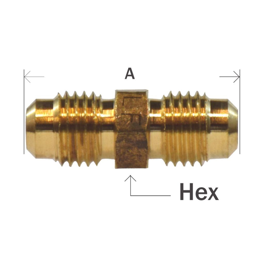 Brass Union Fitting SAE 45-Degree Cone Flare Adapter
