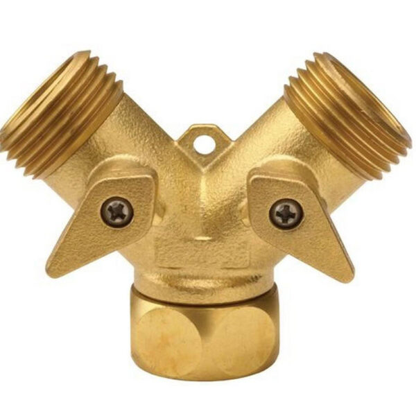 Brass Garden Hose Connector-2 Way Shut Off Y Connector