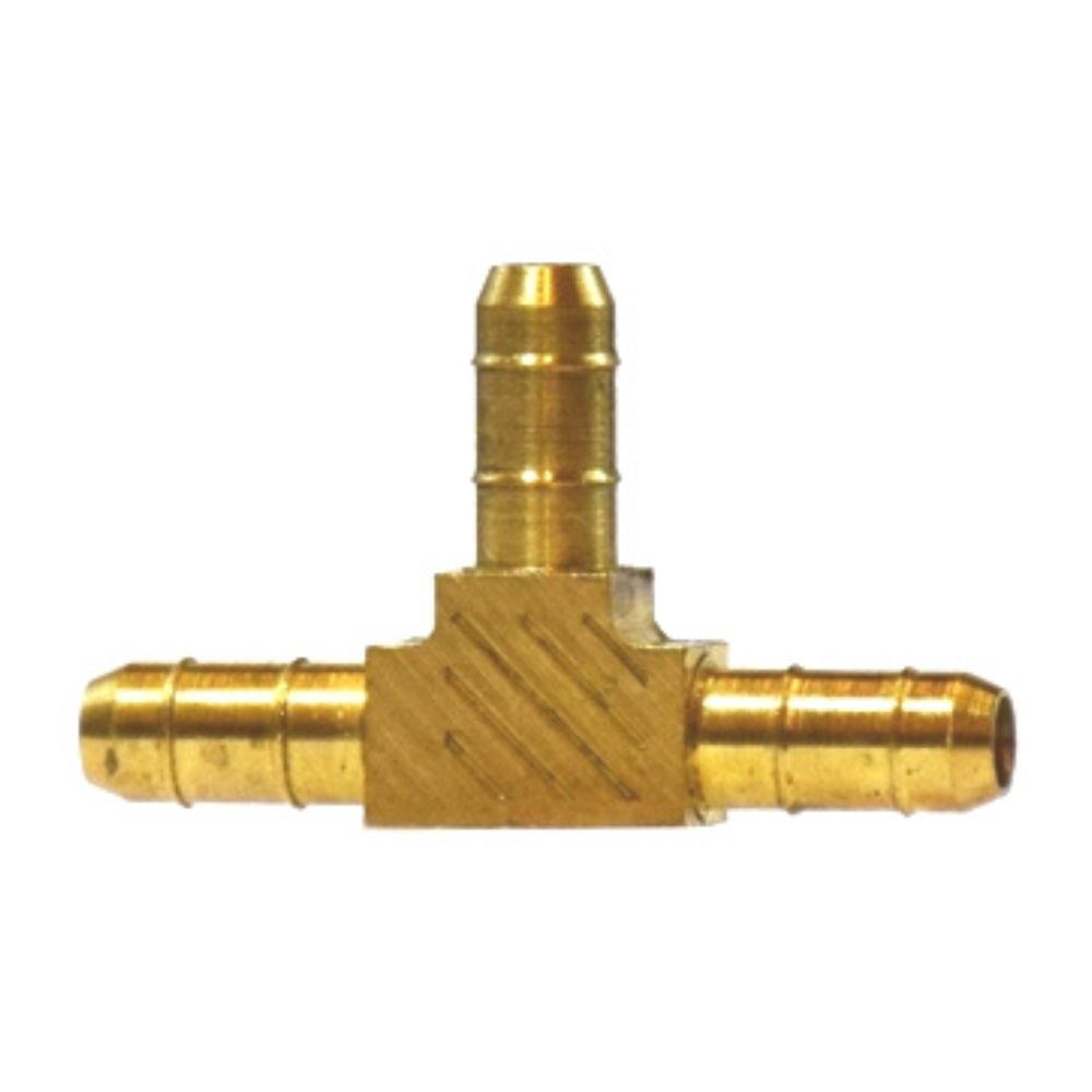 Brass Barbed T Fitting For Poly Tube--Two Barbed Union Tee