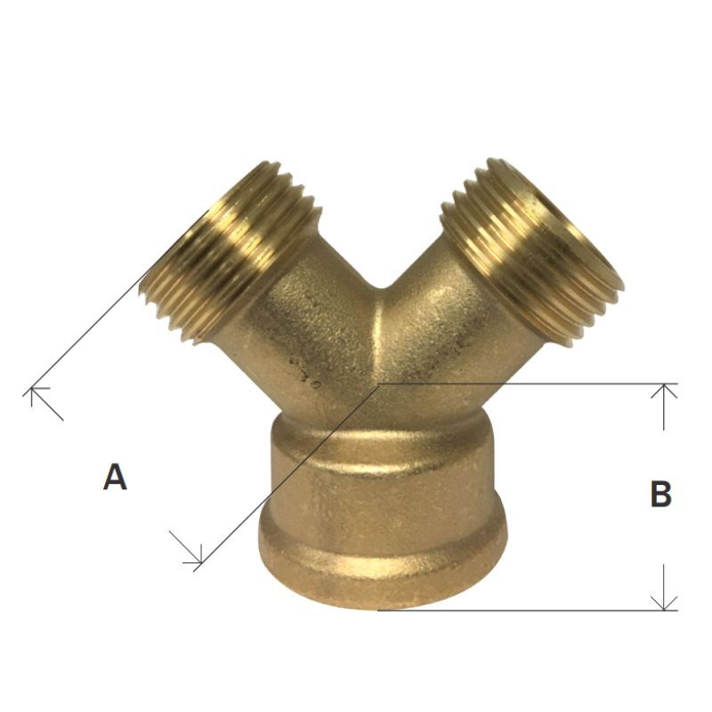 Cast Brass Hose - Brass Y Shape Connector