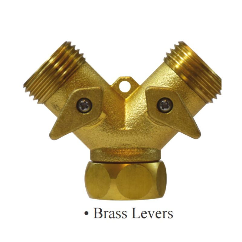 Brass Garden Hose Connector-2 Way Shut Off Y Connector