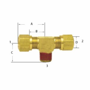 Brass Airline Compression Fittings - Male Branch Tee