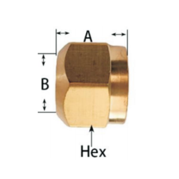 Brass DOT Air Line Nut - Nylon Tubing Nut