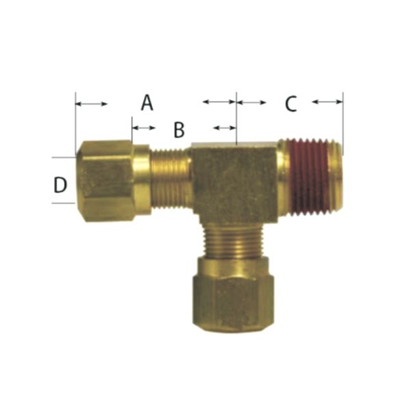 Air DOT Compression Fitting - Nylon Tubing Male Run Tee