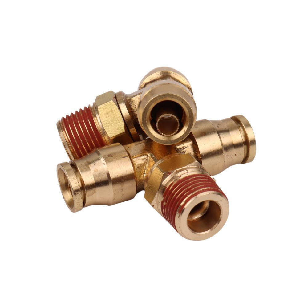 Brass DOT Air Brake Tee Fitting - Male Swivel Branch Tee