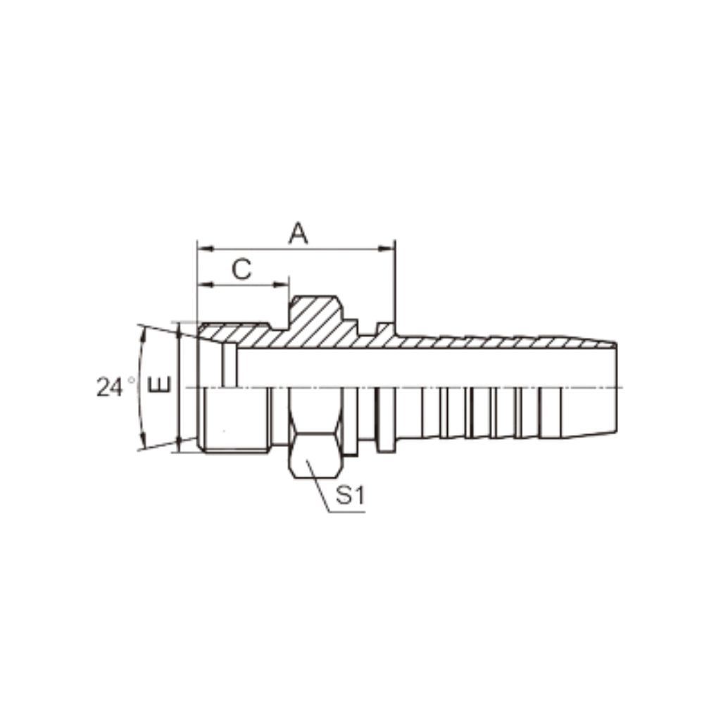 Metric Fittings-10411 Metric Male 24°Cone Seat L.T. Fitting