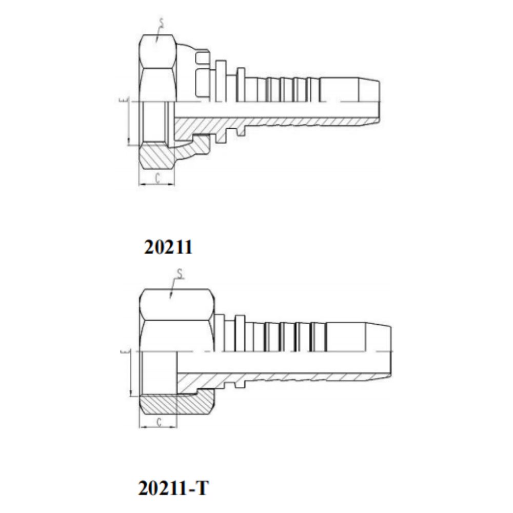 Metric Hydraulic Fittings-20211 Female Flat Seat Fitting