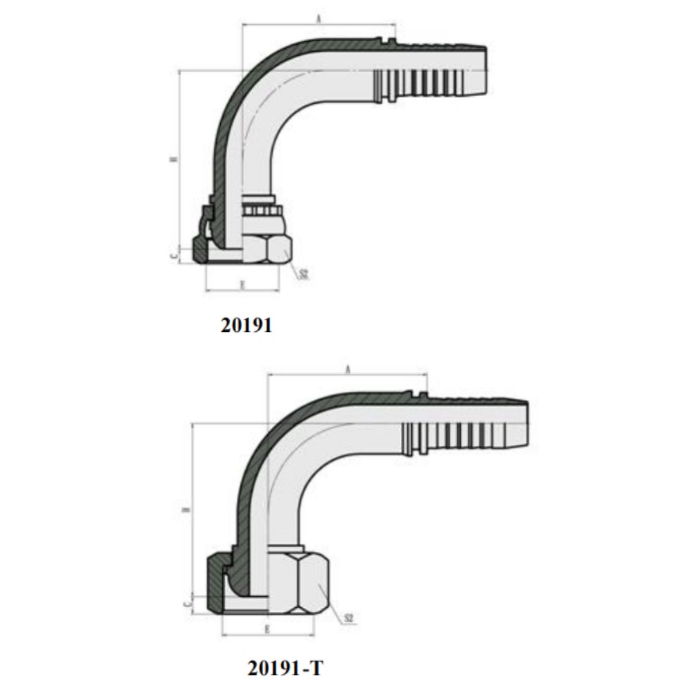 20191 Metric Multiseal Fitting-90° Female Multiseal Fitting