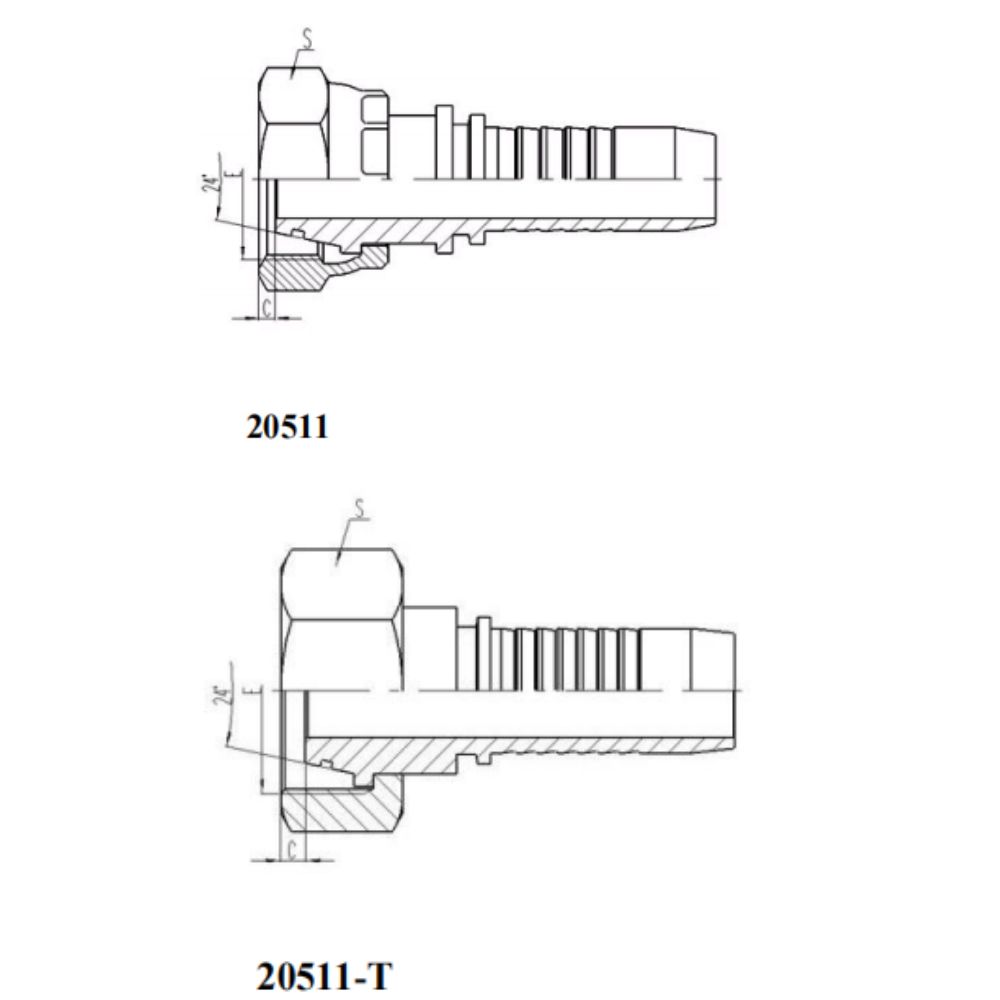 20511 Hydraulic Metric Hose Fittings-Female 24° Cone H.T.