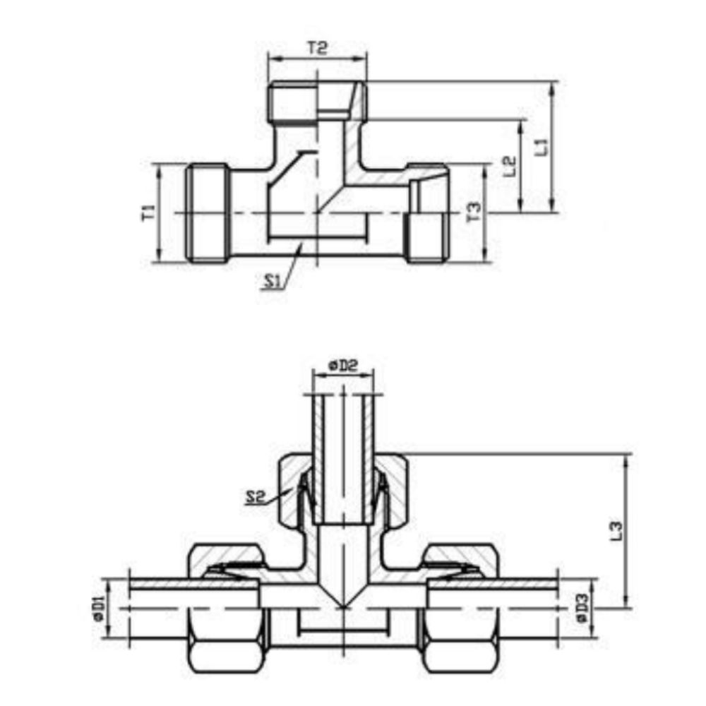 AC Hydraulic Metric Tee Fitting China Supplier-Topa