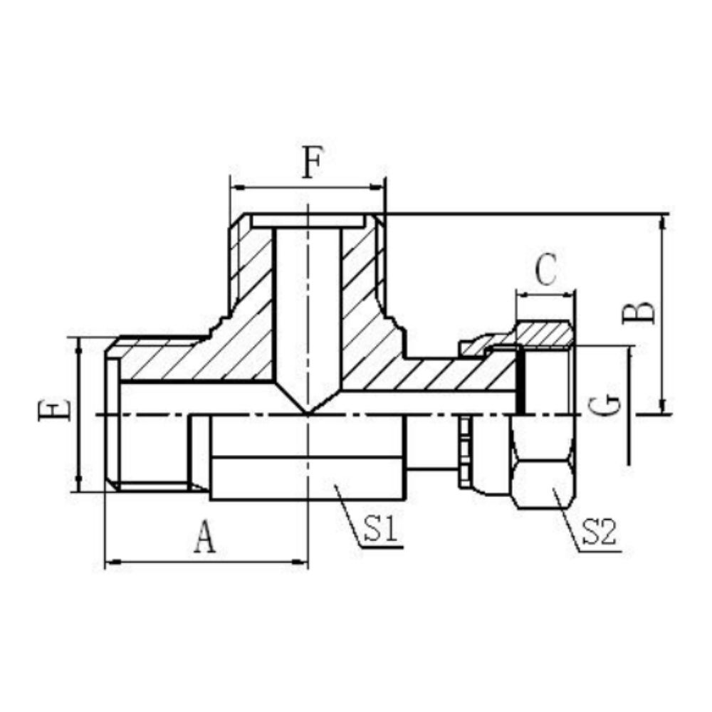 CE Metric Tee Fittings- Male O-ring/Female Run Tee-Topa