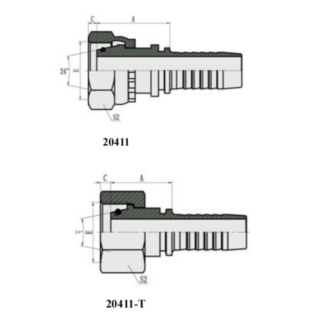 Metric Fitting-20411 Female 24°Cone O-ring L.T. Fitting-Topa