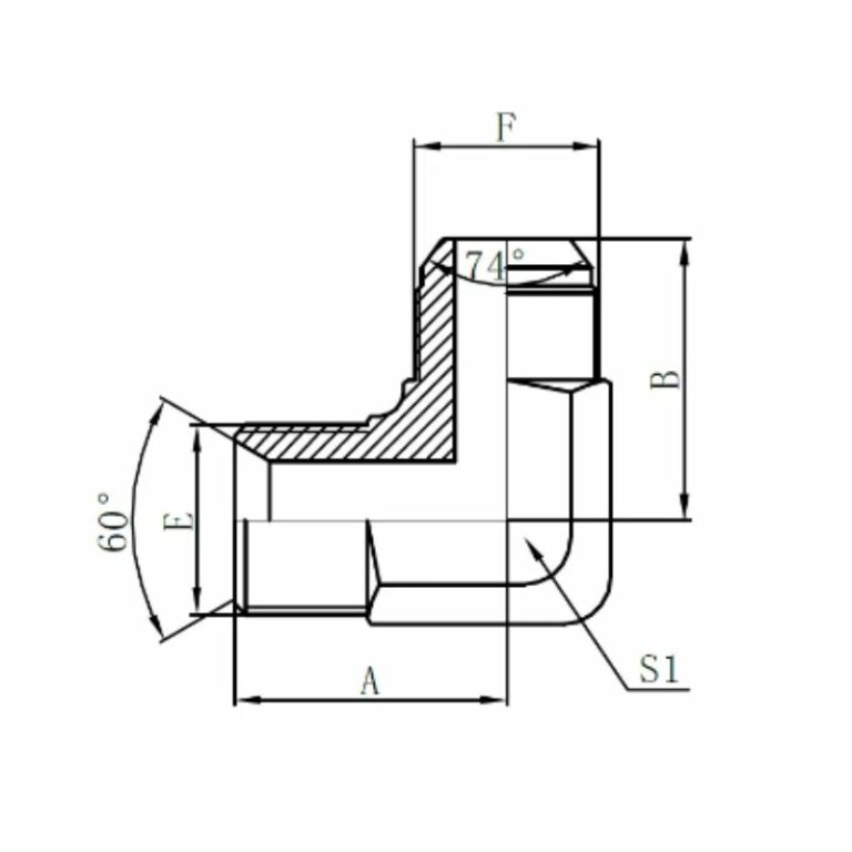 1BJ9 90-Degree Elbow Male BSP to Male JIC Hydraulic Fitting